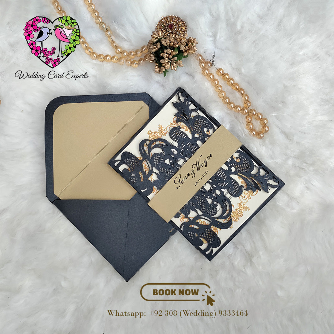 Luxury Laser-Cut Pakistani Wedding Card | Pearl Cardstock | Wedding ...